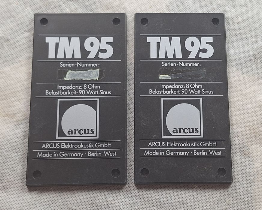 Tabliczka znamionowa arcus TM 95 kolumny głośnikowe Warszawa Targówek ...