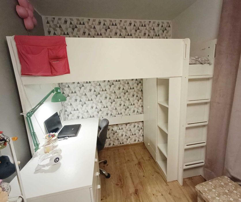 Łóżko piętrowe z biurkiem IKEA SMASTAD Zakrzewo • OLX.pl