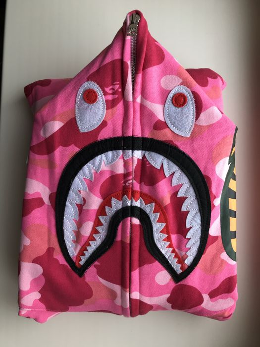 Bape rose hoodie camo shark full zip a bathing ape pink худи на молнии ...