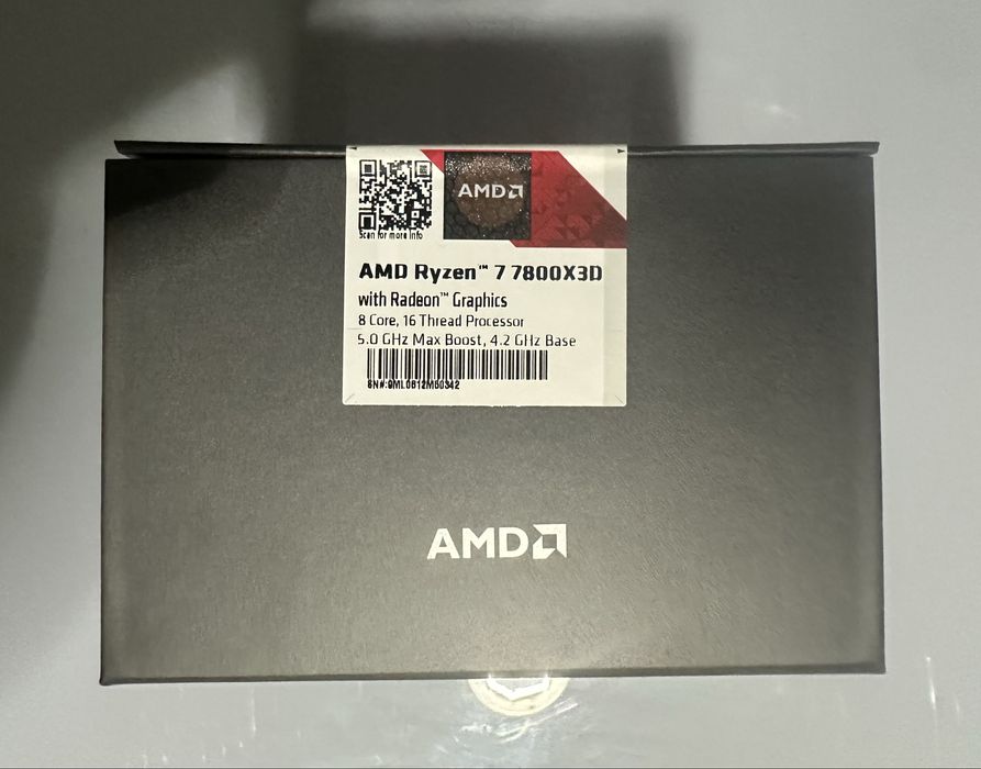AMD Ryzen 7 7800X3D Thread Processor 5.0 GHz Max Boost, 4.2 GHz Base ...