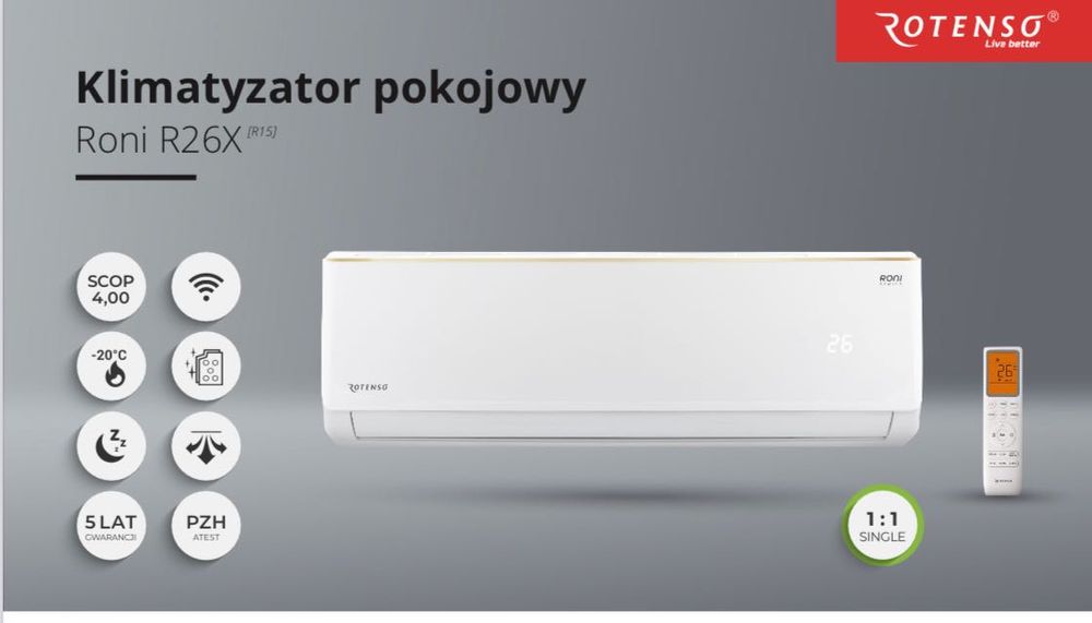 Klimatyzacja Rotenso Roni 2,6kW z WiFi + montaż Łódź Górna • OLX.pl