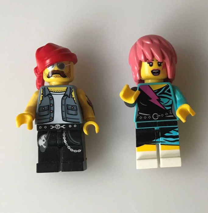 Lego minifigurki 2 sztuki: Mechanik motocyklowy + Rocker Girl Zielona ...