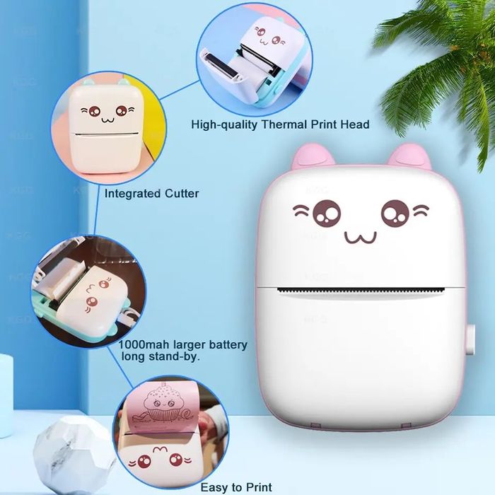 Портативный мини принтер для фотографий (Mini Printer) cat ears: 547 ...