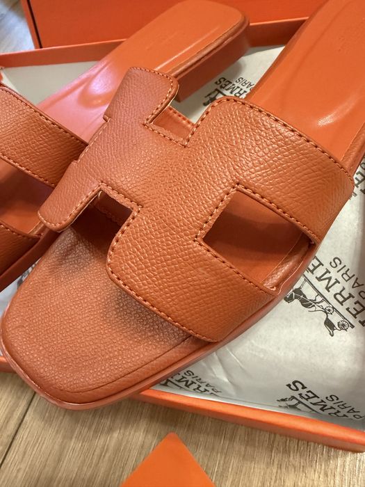 Hermes oran 38 pomarańczowe orange klapki laczki buty Kobyłka • OLX.pl