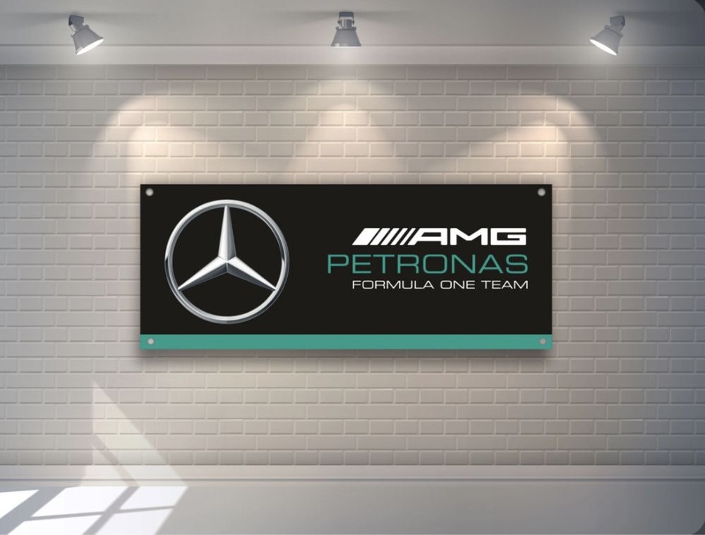 Baner plandeka Mercedes-Benz AMG Petronas 150x60cm F1 Team Hamilton ...