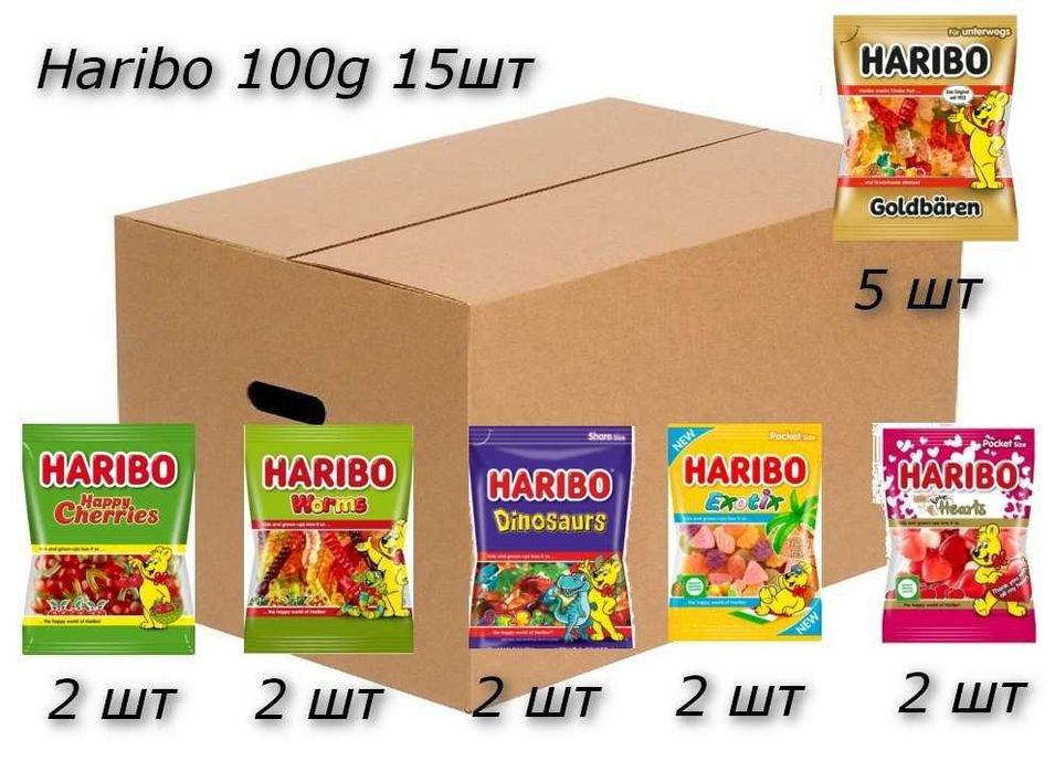 Желейні цукерки Jellopy bears. ведмедики харібо, haribo 80g: 26 грн. - Продукти харчування ...