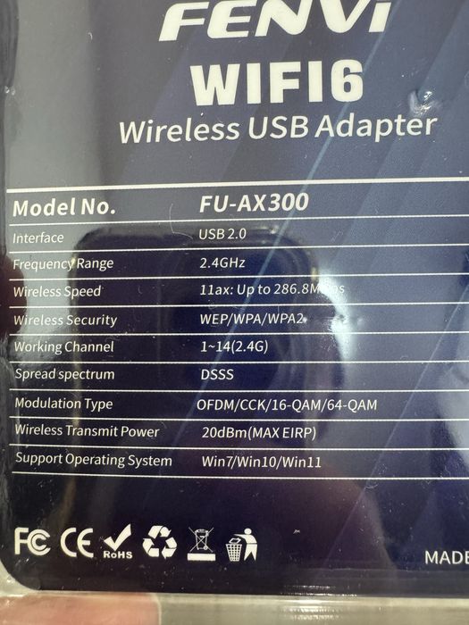 USB WI-fi 6 Adapter адаптер AX-300 Fenvi, новий: 130 грн. - Периферійні ...