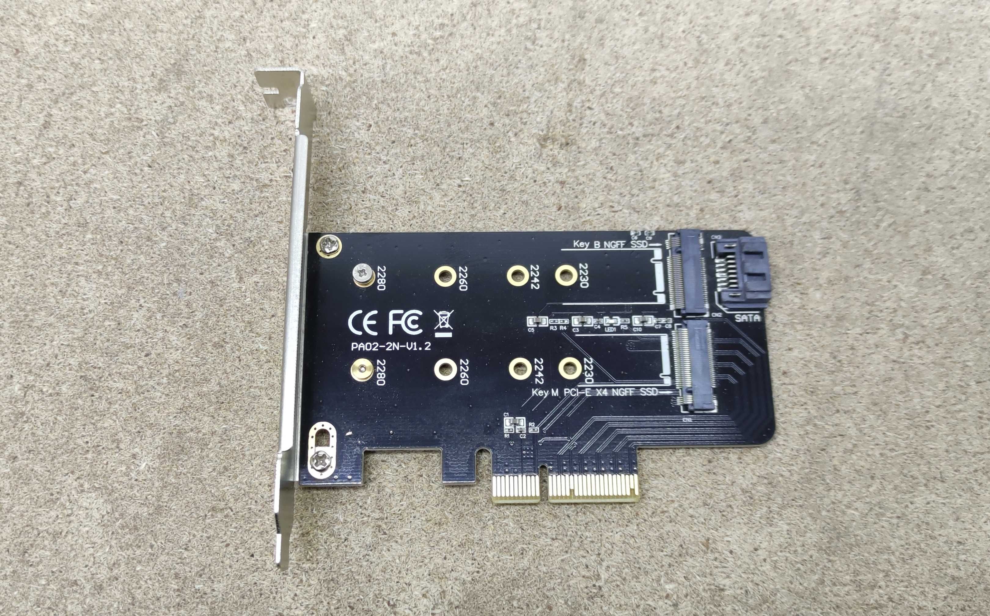 Переходник PCI-E x4 на M.2 для SSD NVME+SATA адаптер ZOMY PA02 2280 42: ...