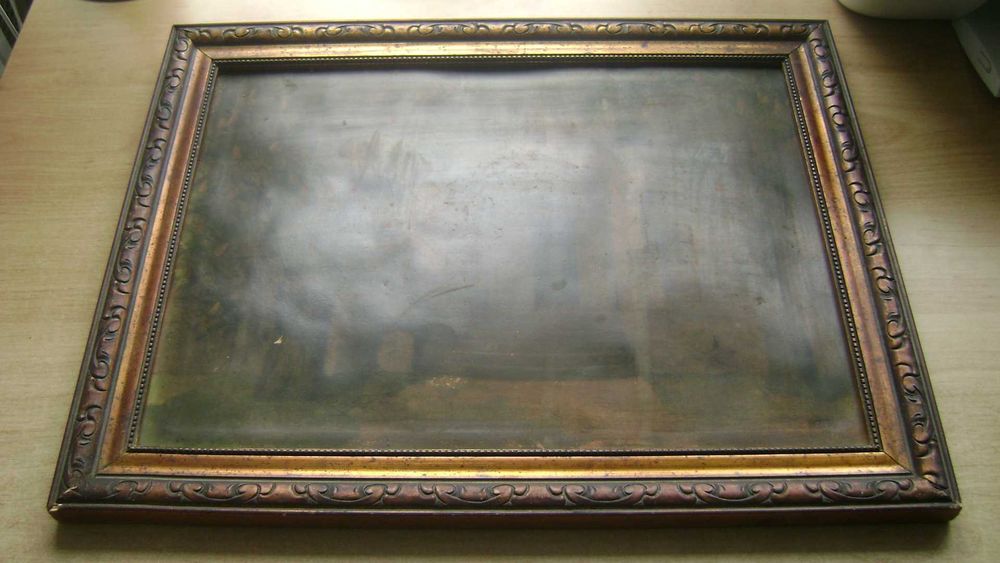 Starocie z PRL AkwarelaOleodruk przedwojenny Kurt von Rozynski 46x36cm ...