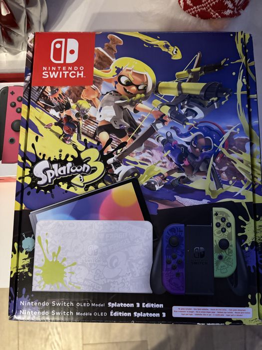 Nintendo switch OLED splatoon 3 + joycony + 7 gier + case Ząbki • OLX.pl