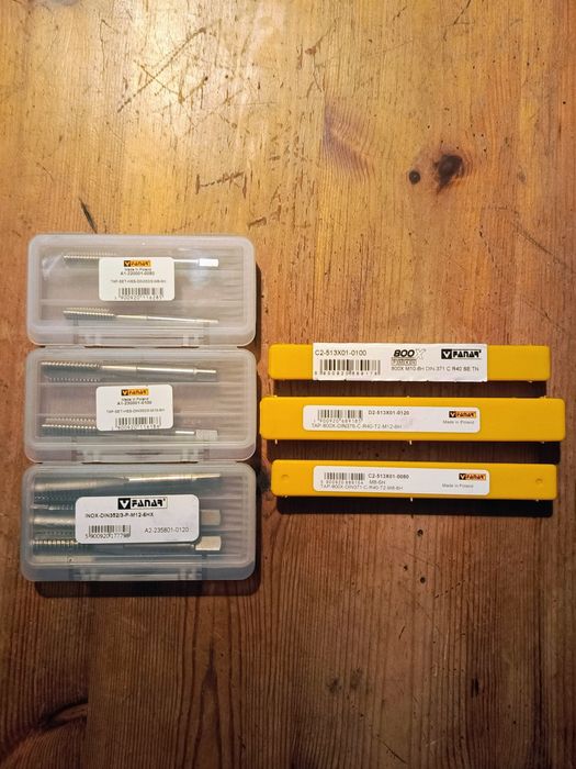 Gwintowniki skrętne M8 M10 M12 Fanar nowe zestaw 2-przejścia / 3-przej ...