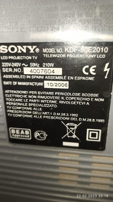 Telewizor projekcyjny LCD 50" Sony KDF-50E2010 ze stolkiiem Ligota Dolna • OLX.pl