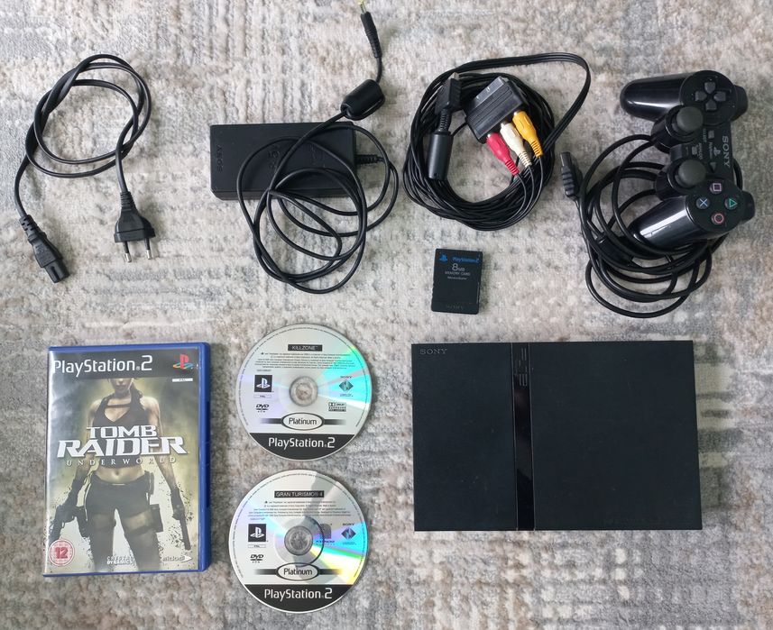 Konsola PlayStation 2 PS2 slim, Pad, karta pamięci 8 Mb, 3 gry Lublin • OLX.pl