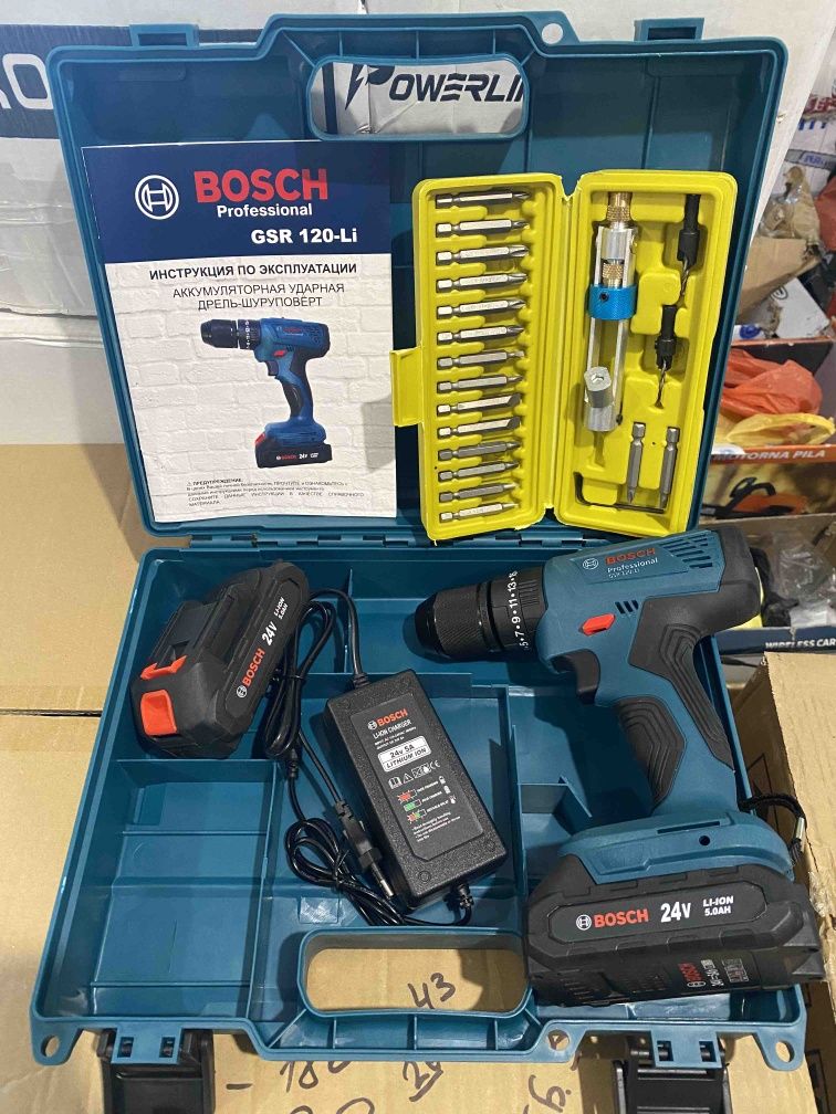 Ударний шуруповерт Bosch GSR 120-24LI МЕТАЛЕВИЙ ПАТРОН 13мм 24V 5Ah: 2 ...
