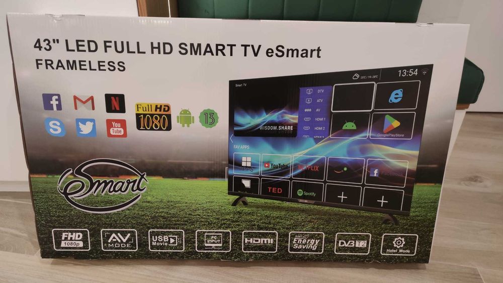 TV ESMART 43" led full hd smart tv nova Duas Igrejas • OLX.pt