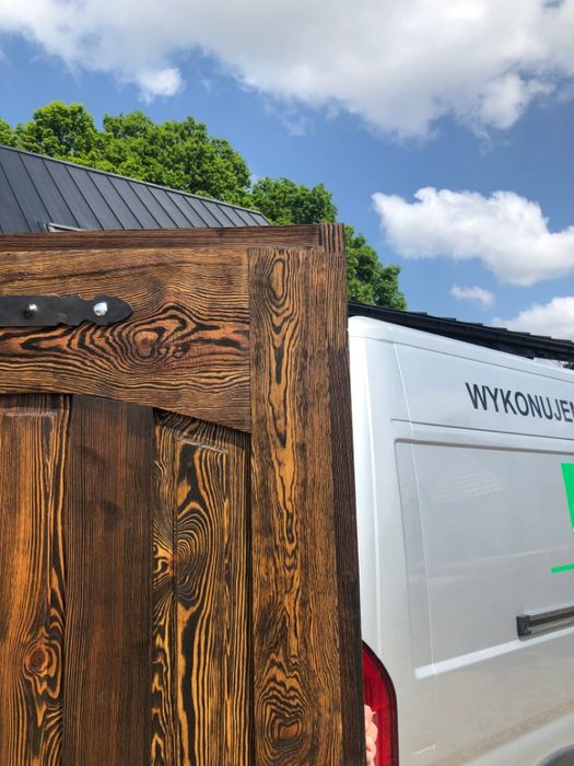 Drzwi zewnętrzne drewniane szczotkowane postarzane olejowane Kłodzko ...