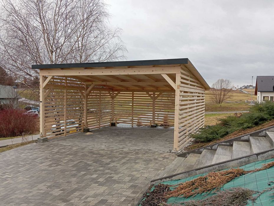 Wiata samochodowa, wiata drewniana dwustanowiskowa Rzeszów • OLX.pl