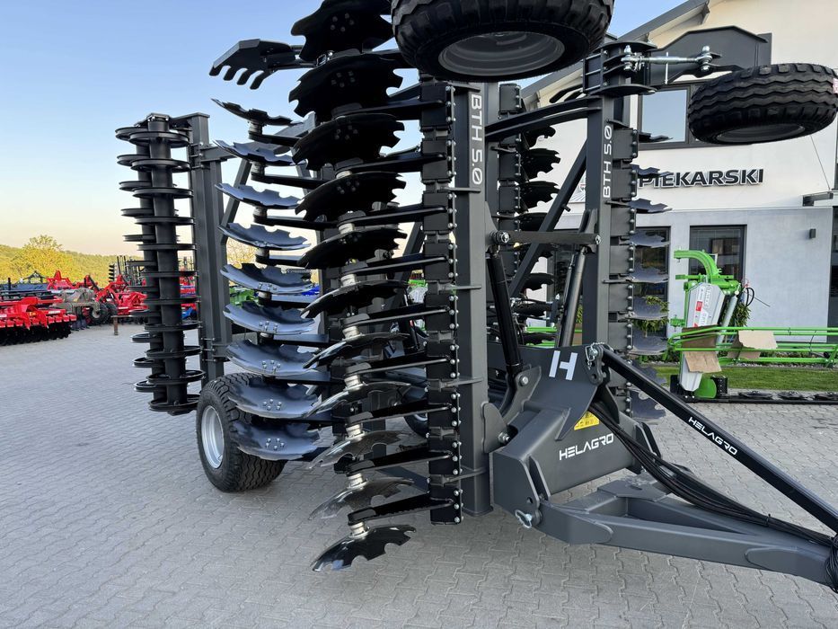 Brona talerzowa hydrauliczna 5 m HELAGRO zawieszana/z wózkiem. NOWOŚĆ ...
