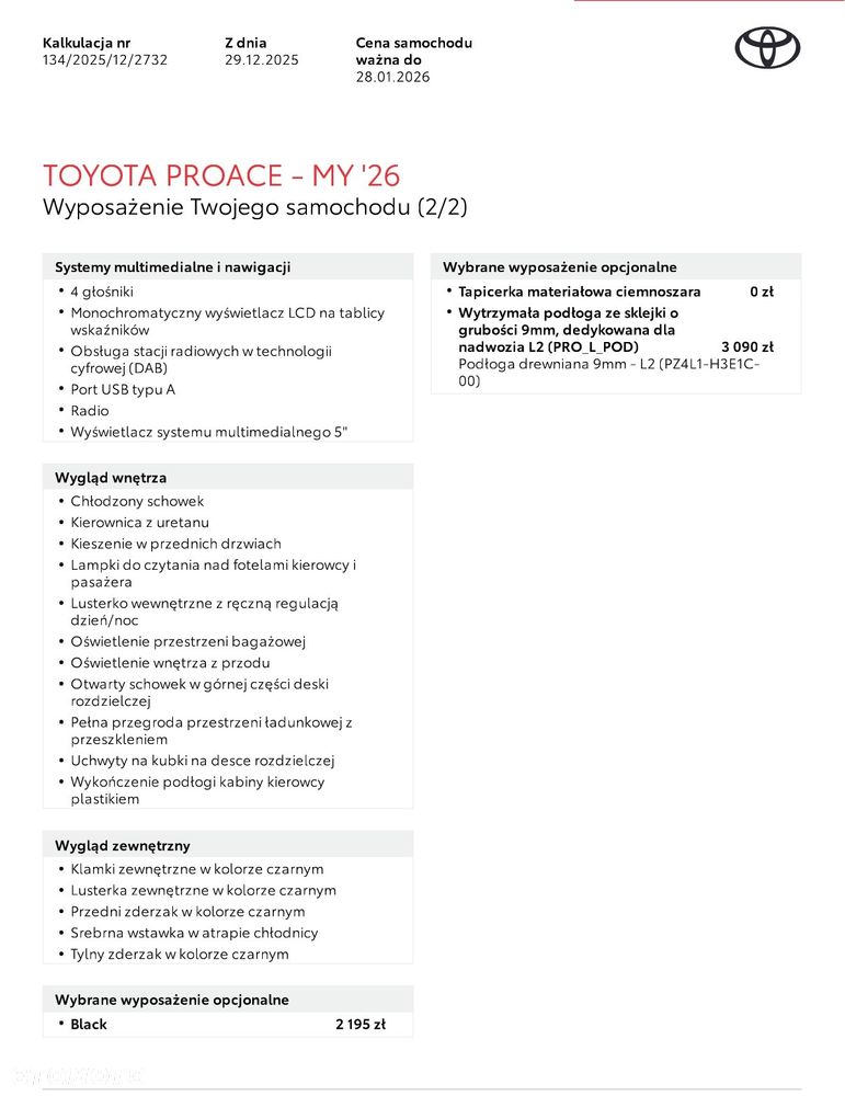 Używany Toyota Pro Ace long 2026 - 2 508 PLN, 11 km - Otomoto.pl