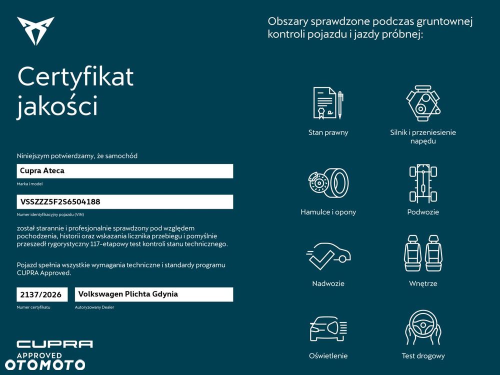 Używany Cupra Ateca 2024 - 124 900 PLN, 9 802 km - Otomoto.pl