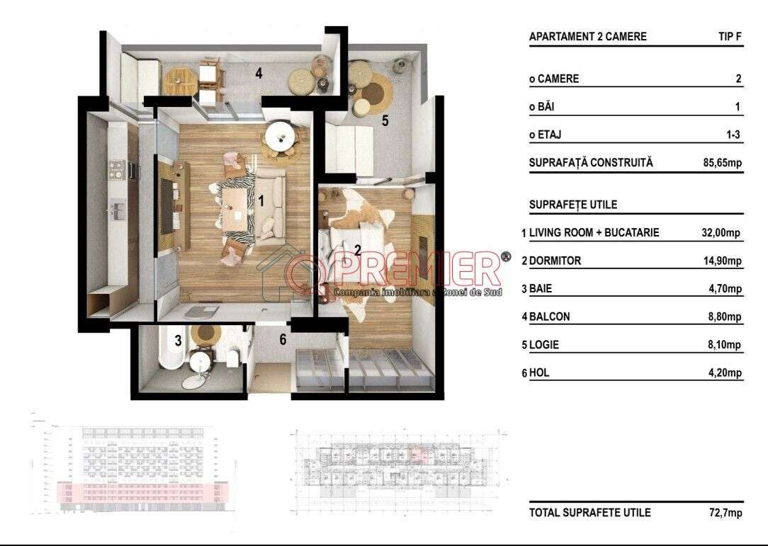 2 camere, apartament de vanzare - Bucuresti (judet), Strada Lunca ...