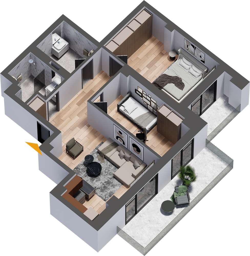 3 camere - Stare: în construcție - Suprafata (m²): 88,45 m² - Etaj: 1 ...