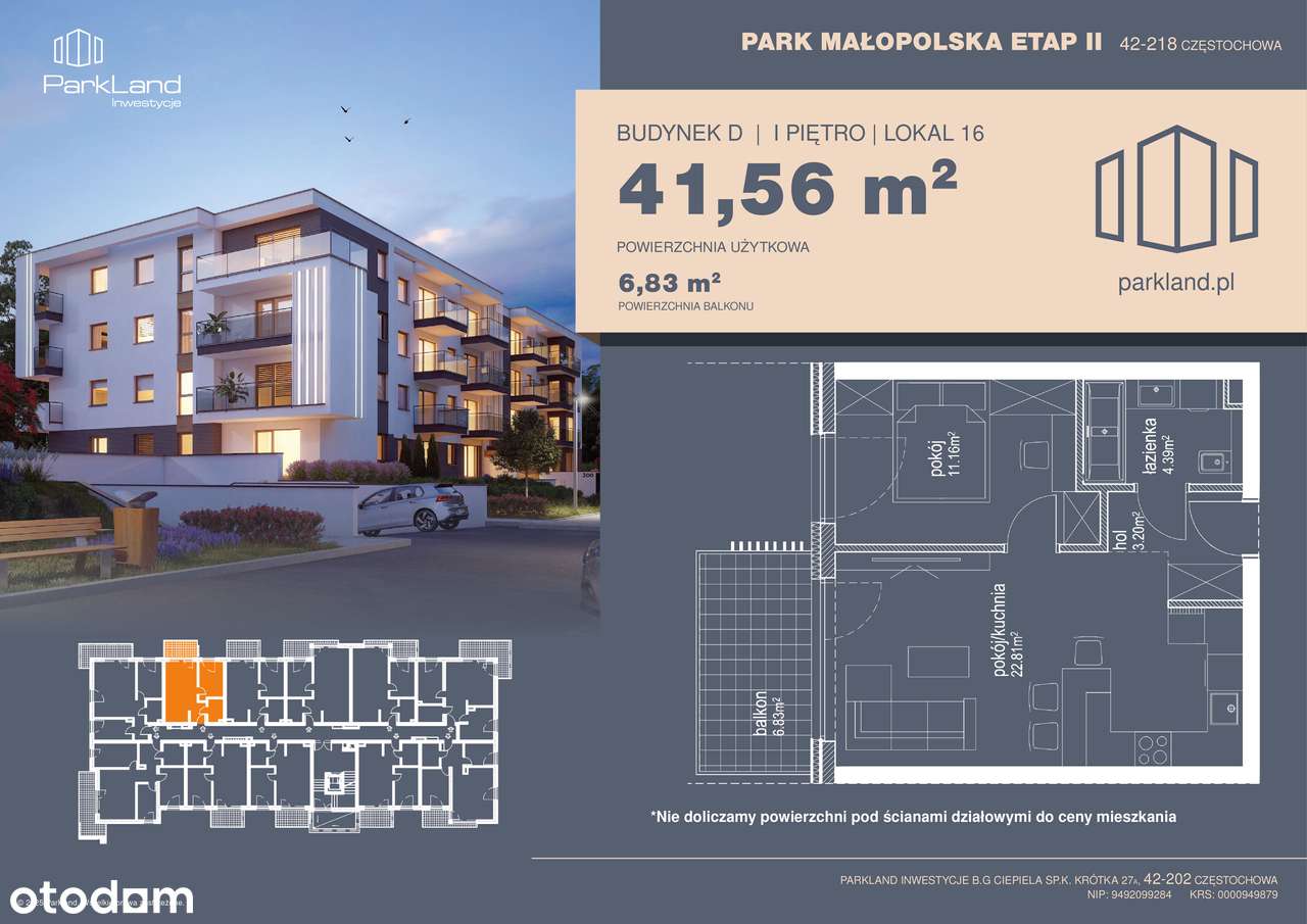 2 pokoje - Stan inwestycji: w budowie - Powierzchnia: 41,56 m² - Piętro ...