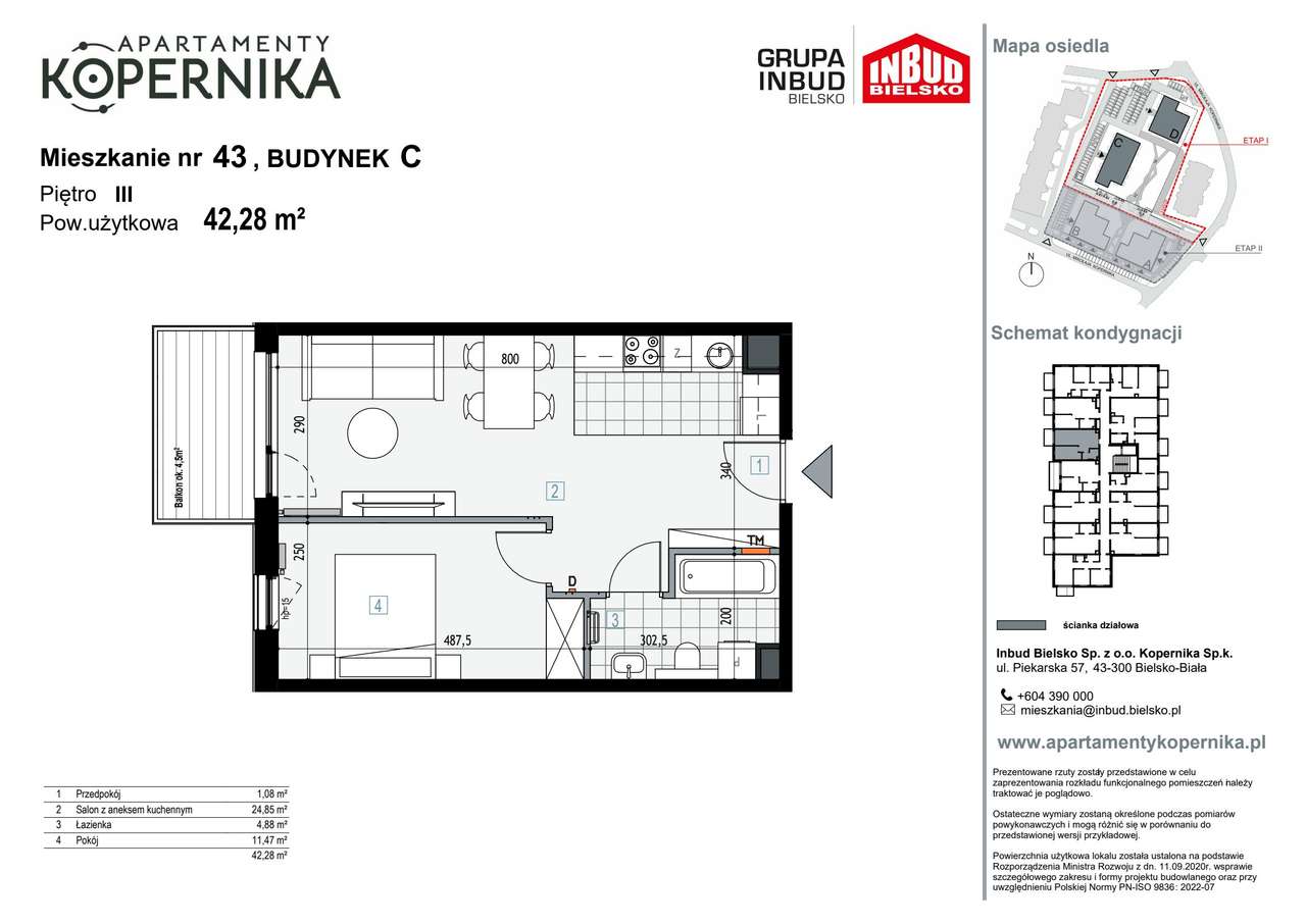 2 pokoje - Stan inwestycji: w budowie - Powierzchnia: 42,28 m² - Piętro ...