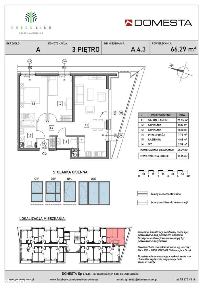3 pokoje - Stan inwestycji: w budowie - Powierzchnia: 66,29 m² - Piętro ...
