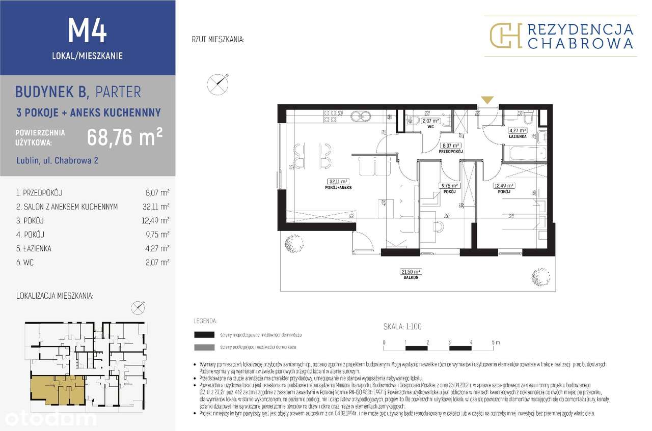 3 pokoje - Stan inwestycji: ukończona - Powierzchnia: 68,76 m² - Piętro ...