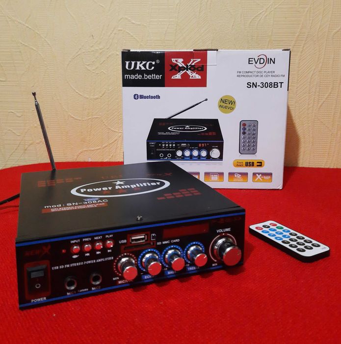 Підсилювач звуку UKC SN-308BT з USB, SD, MP3, караоке та Bluetooth: 740 грн. - Підсилювачі ...