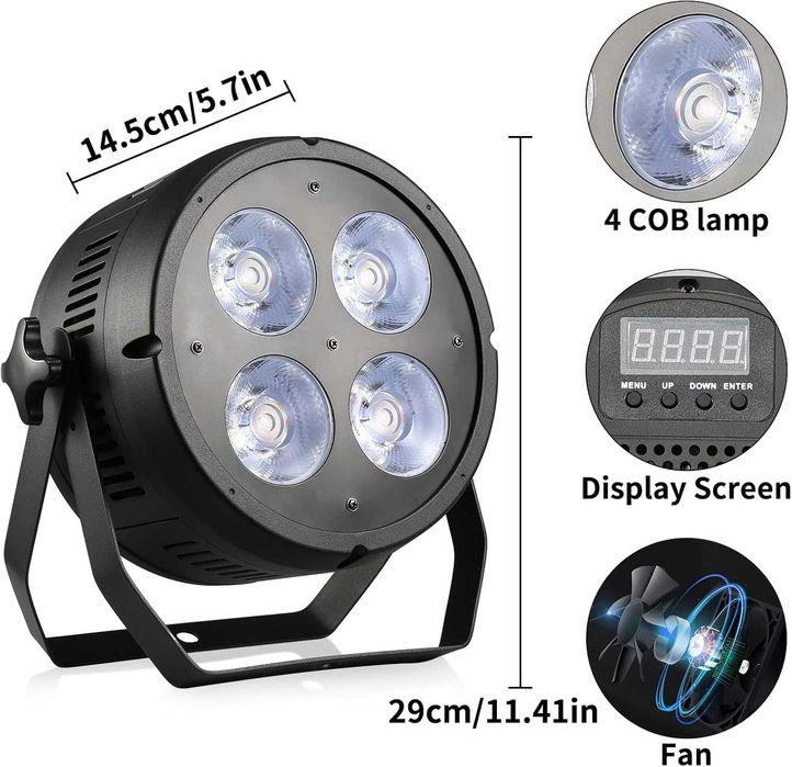 ZonQoonz 200W RGB LED Par Spotlight – 4 x 50W Do Sceny, Imprez Gorzów ...