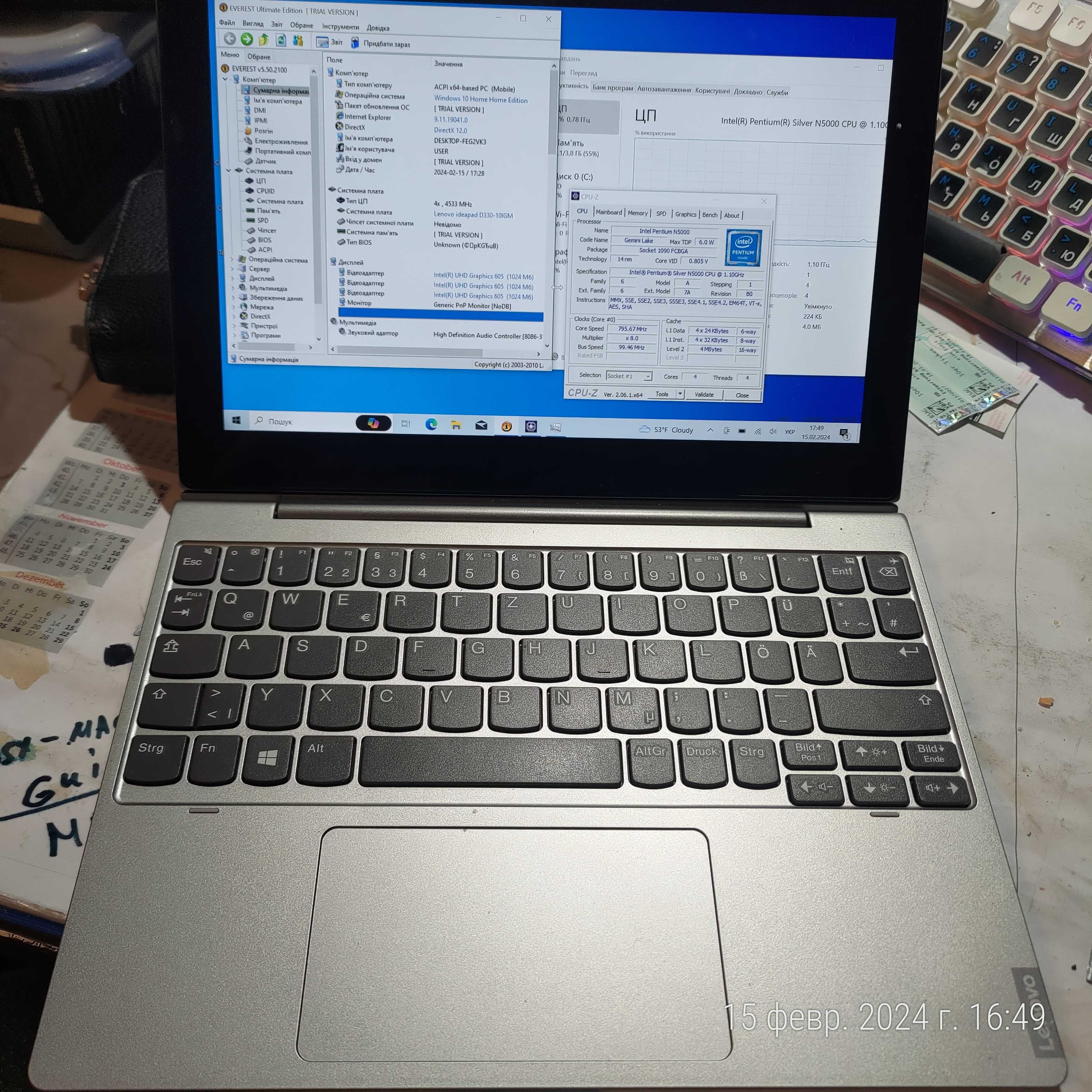 Lenovo IdeaPad D330-10IGM 81H3\Intel N5000 4.53ггц\4гб\128 SSD\2гб гра ...