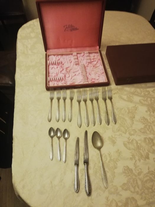 Komplet zestaw starych sztućców sztućce Gerlach/ALPACCA, Wellner ...