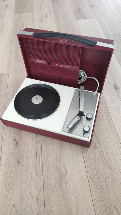 Przenośny gramofon odtwarzacz vintage Philips all transistor 22GF210 l ...