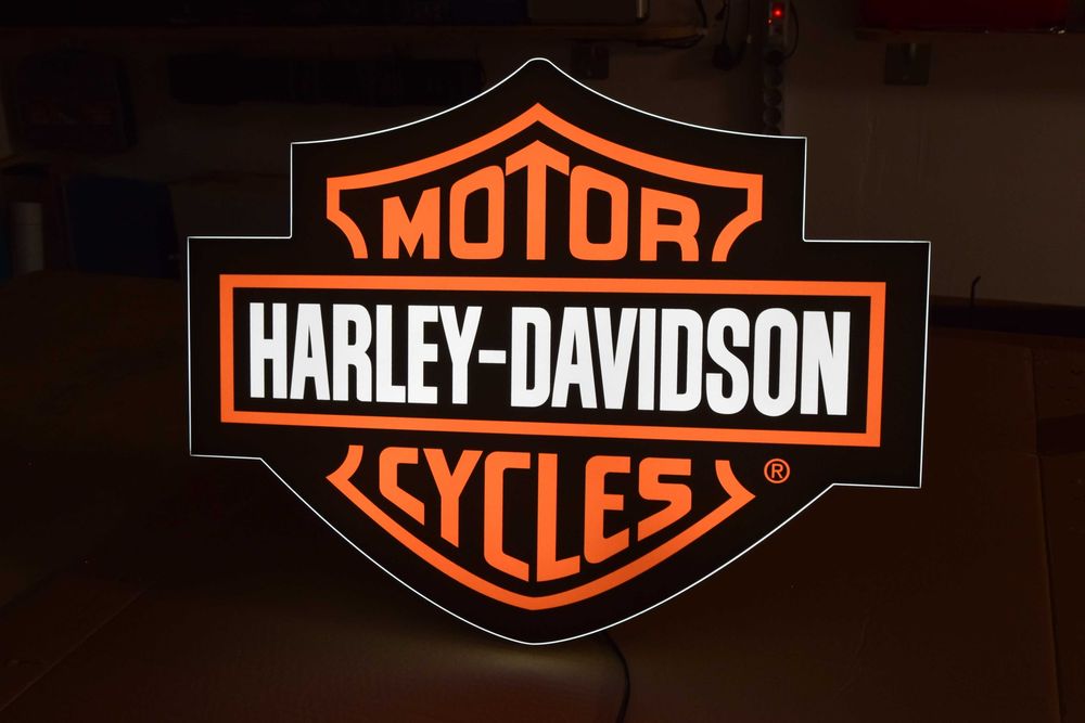 Podświetlane logo HARLEY DAVIDSON, Emblemat, Baner, Neon LED, Prezent ...