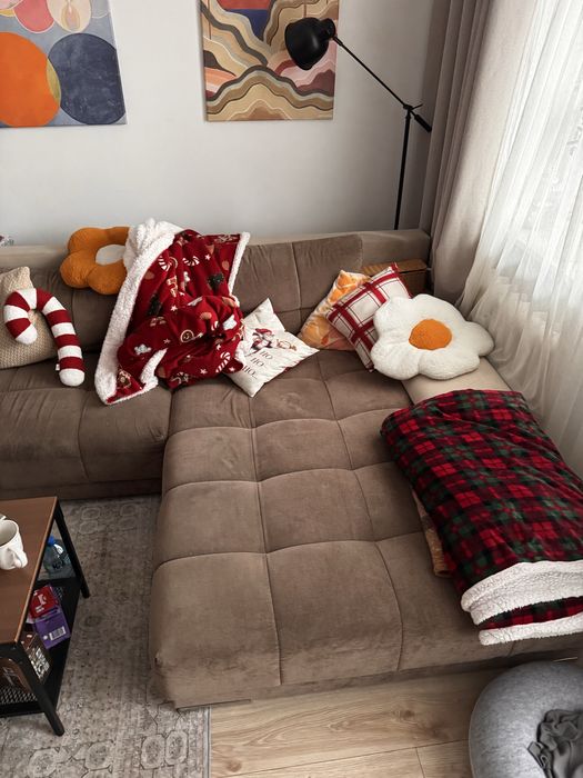 Naroznik duzy brazowy z funkcja spania Szczecin Centrum • OLX.pl