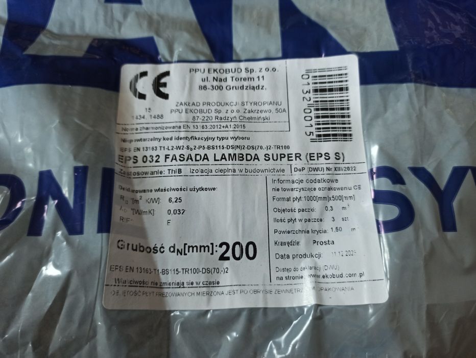 Styropian elewacyjny eps 20 cm lambda 032 Charzykowy • OLX.pl