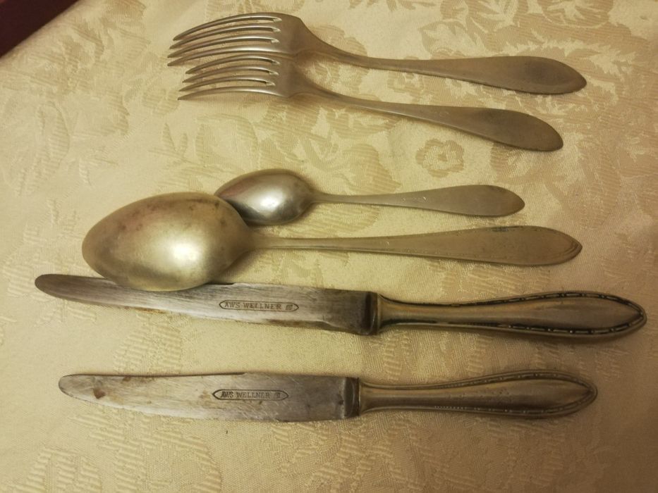 Komplet zestaw starych sztućców sztućce Gerlach/ALPACCA, Wellner ...