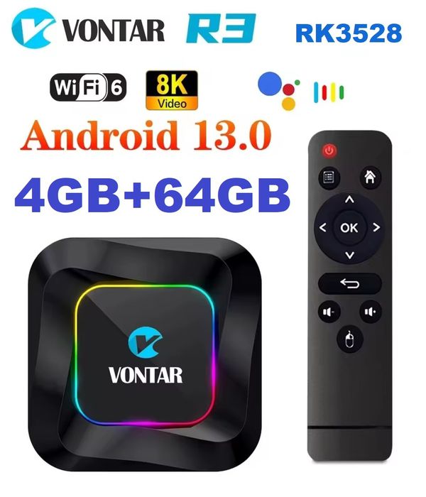 TV Box VONTAR R3 4/64GB androin 13 Смарт приставка RK3528 Rockchip 8k ...