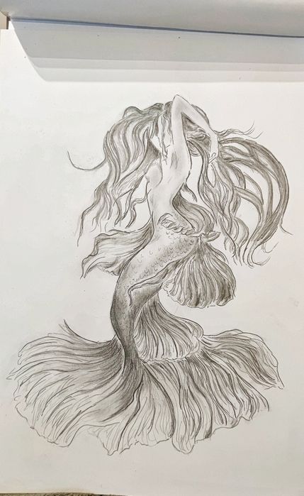 Rysunek syrena ołówek format A3 Pruszków • OLX.pl