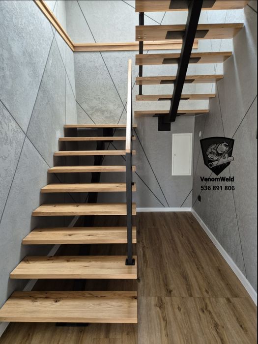 Schody stalowe, metalowe, nowoczesne, samonośne, loft belka centralna ...