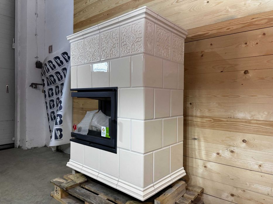 Piec kominek kaflowy narożny PORTO biały 13 kW EkoProjekt 2022 Łódź ...