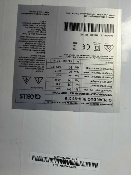 Panel fotowoltaiczny NOWY moduł Qcells Q.PEAK DUO BLK-G5 310 W Qcels Częstochowa Lisiniec • OLX.pl