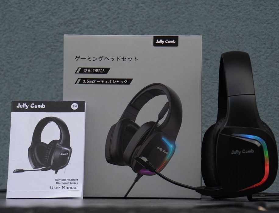 Игровая гарнитура Jelly Comb проводная с микрофоном , rgb подсветка ...