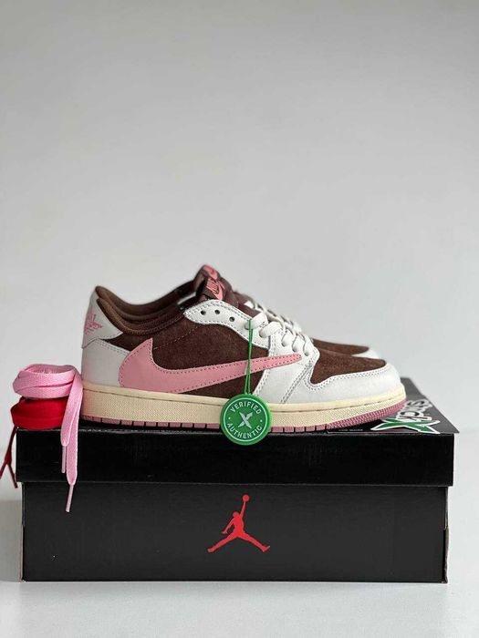 Женские кроссовки Nike Air Jordan 1 Low x Travis Scott White&Pink.: 2 ...