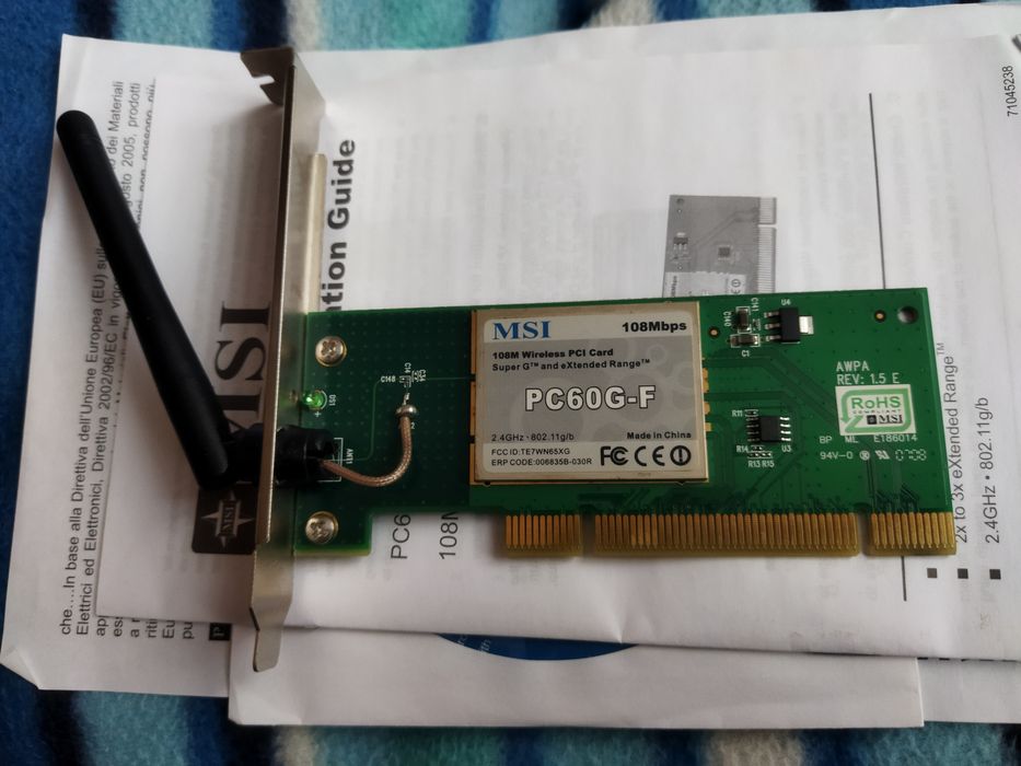 Karta sieciowa Wlan Wifi Msi Pc 60G-F PCI 108MBPS nowa Niemcza • OLX.pl
