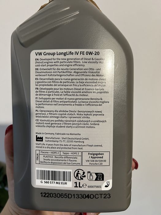 ORYGINALNY OLEJ VW Longlife IV 0W-20 508.00/509.00 Koszalin • OLX.pl