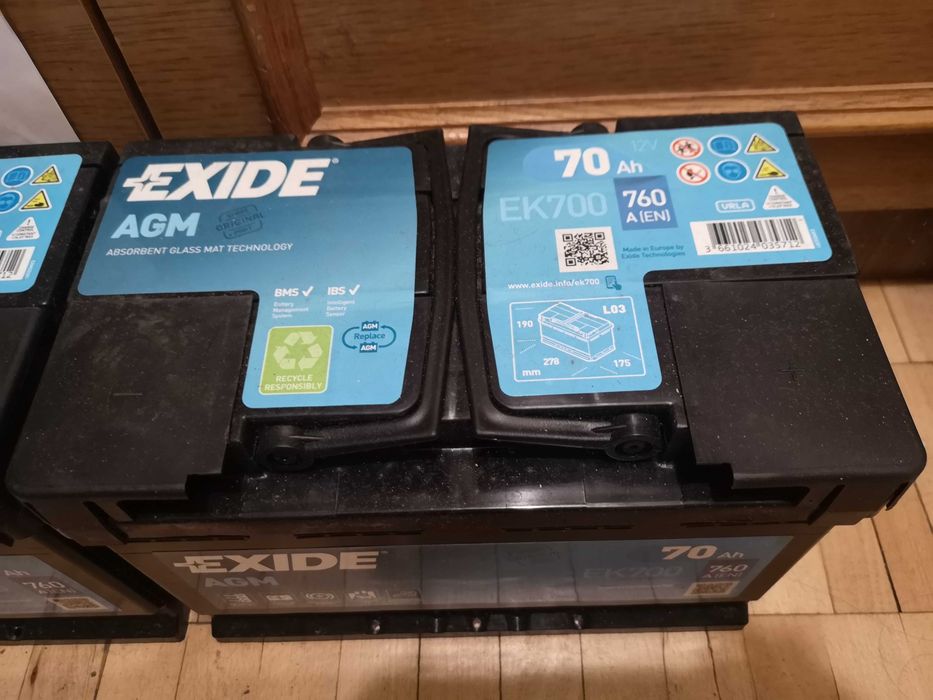Aкумулятор AGM АГМ EXIDE EK700 12В 70Агод./760А START&STOP: 7 800 грн ...