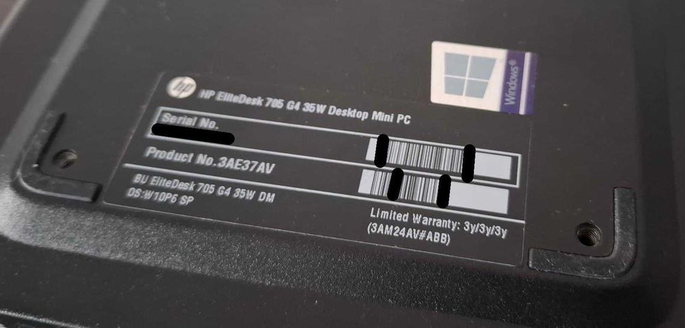 Mini PC HP EliteDesk 705 G4 AMD A6-9500E 8GB RAM DDR4 - Windows 10 Pro ...